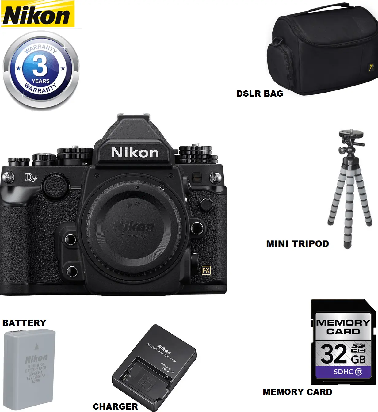 Nikon Df DSLR Camera (Body Only, Black) USA | BuyDirect & Save