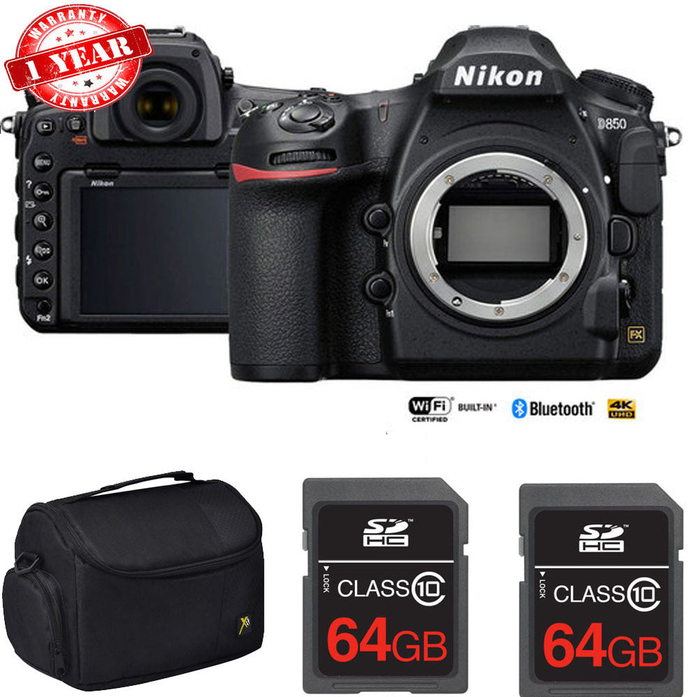 Nikon D850 45.7MP Full-Frame FX DSLR Camera (Body) with Dual 64GB Pro ...